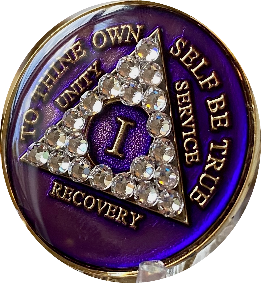 AA Medallions Purple Color With Crystals – Tagged "33 Year" – RecoveryChip