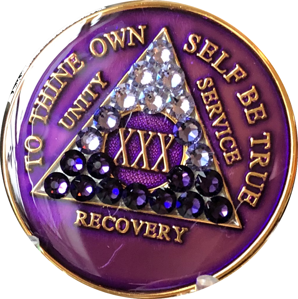 Purple Tri-Plate AA Medallions – RecoveryChip