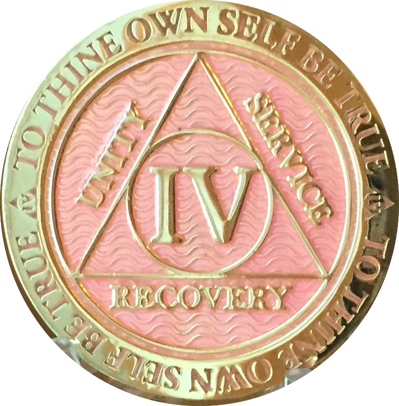 Pink Color AA Medallions Gold or Silver Plated Sobriety Chips ...