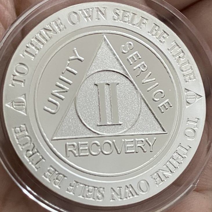 2 Year AA Chips Sobriety Coins Given By Members of Alcoholics Anonymou ...
