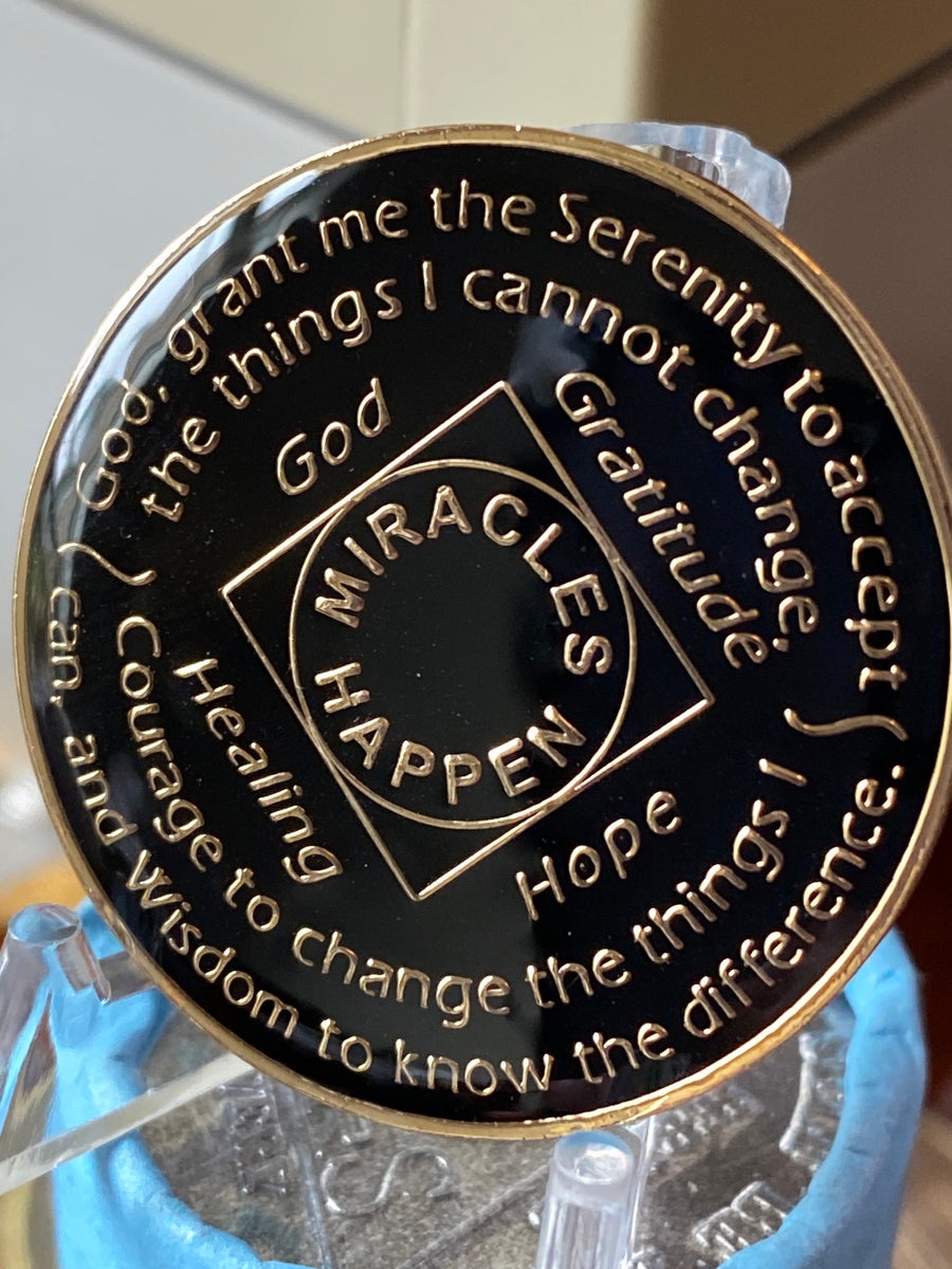 1 Year NA Style Clean Time Chip Black Tri-Plate Medallion – RecoveryChip