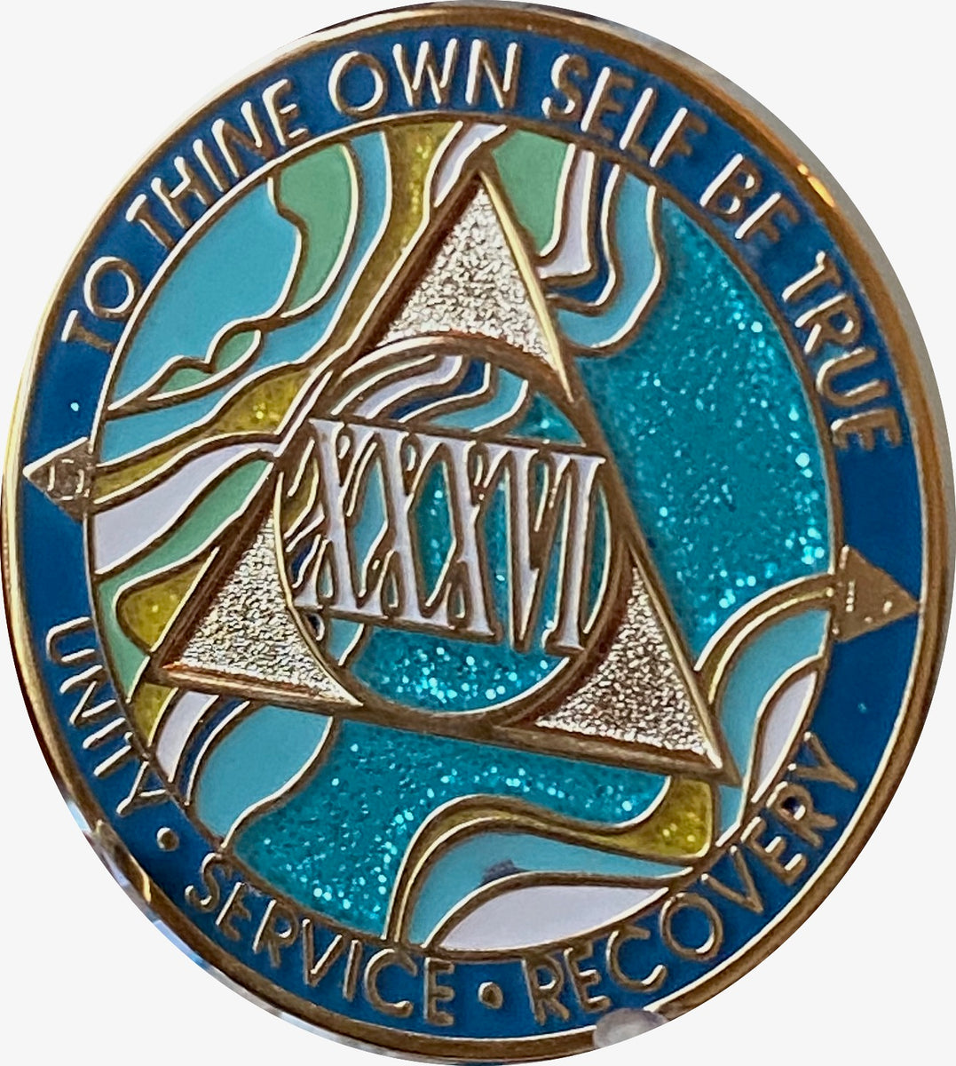 36 Year AA Medallion Elegant Caribbean Aqua Glitter Teal Marble Gold S ...