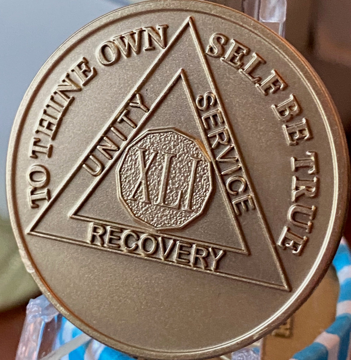 41 Year AA Medallion Premium Bronze Sobriety Chip Lion Back – RecoveryChip