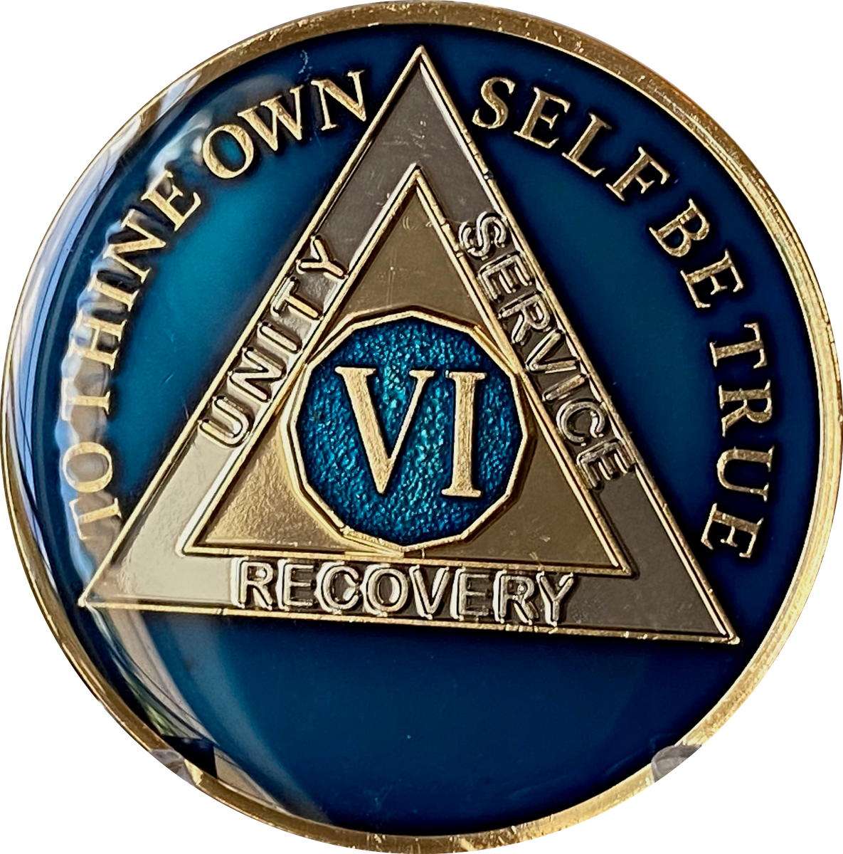 6 Year AA Medallion Tri-Plate Sobriety Chip Black Blue or Red or Purpl ...
