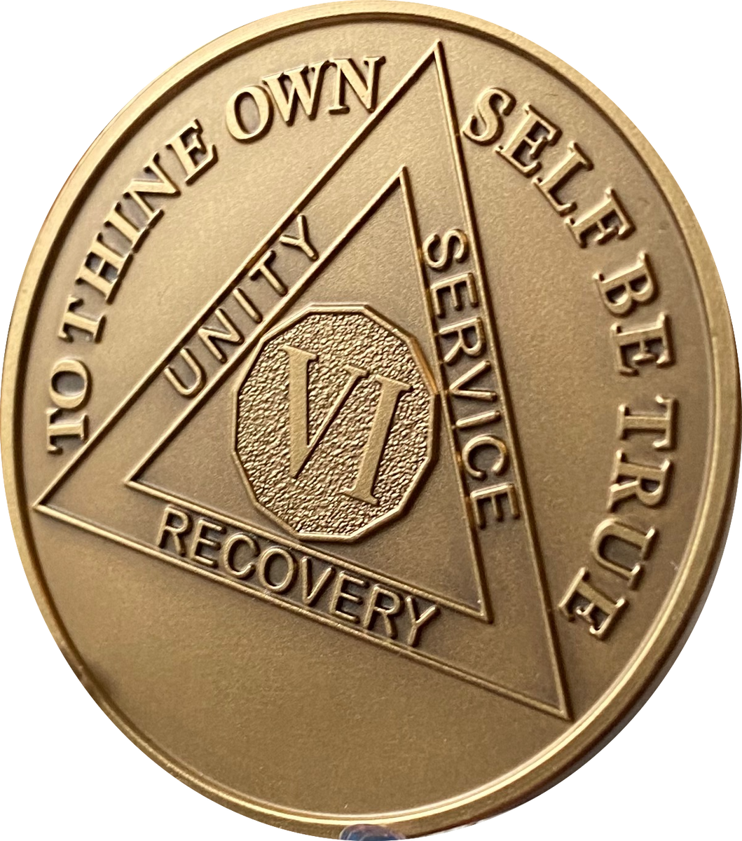 6 Year AA Medallion Premium Bronze Serenity Prayer Sobriety Chip ...