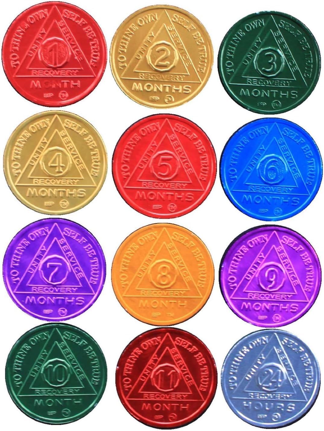 Aluminum AA Medallions Multi-Color Sobriety Chips – RecoveryChip