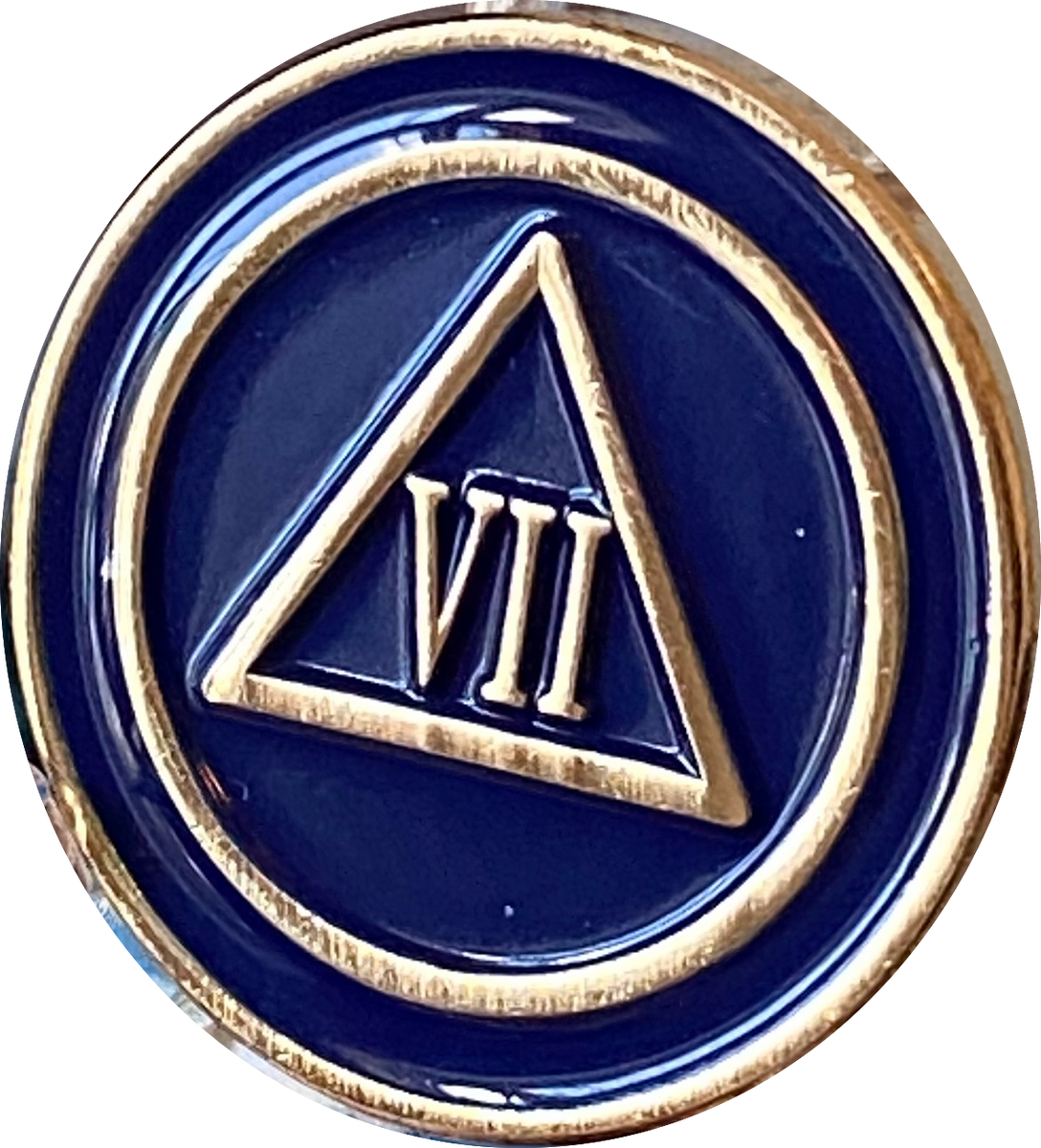 1 - 10 Year AA Lapel Pin Blue Gold Plated Circle Triangle Design No Ye ...
