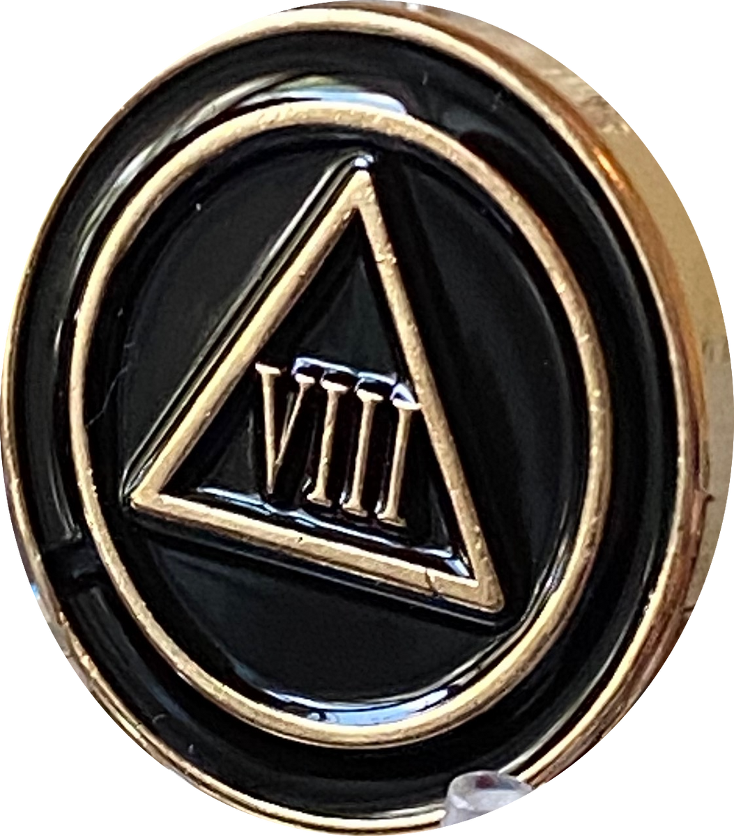 1 - 10 Year AA Lapel Pin Black Gold Plated Circle Triangle Design No Y ...
