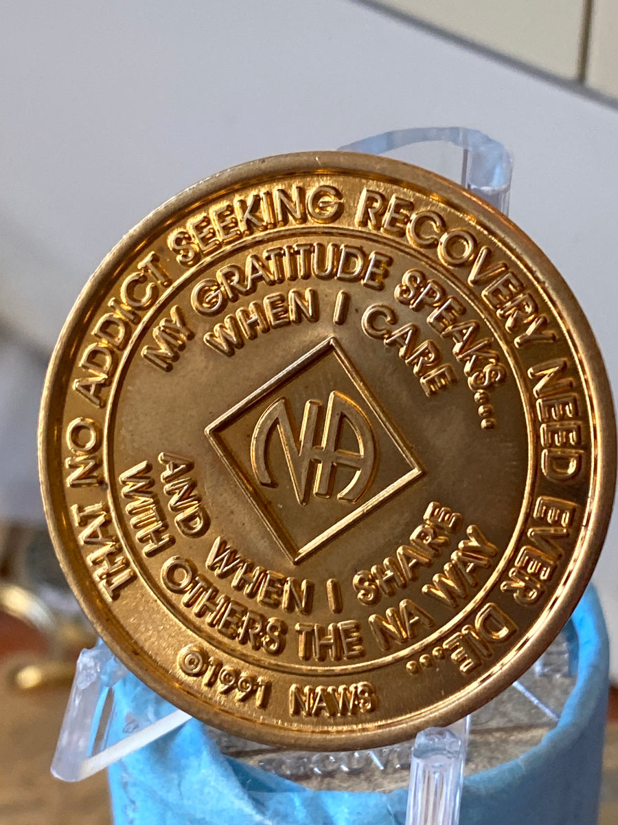 40 Year NA Clean Time Chip Rainbow Crystal Bronze Narcotics Anonymous ...