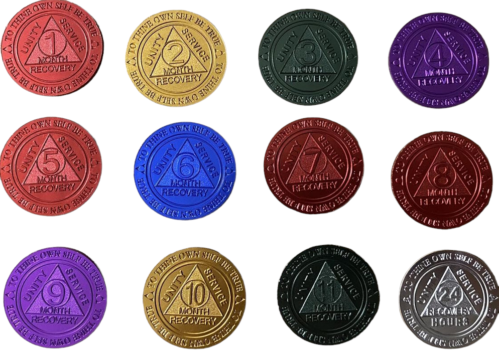 Aluminum AA Medallions Multi-Color Sobriety Chips – RecoveryChip