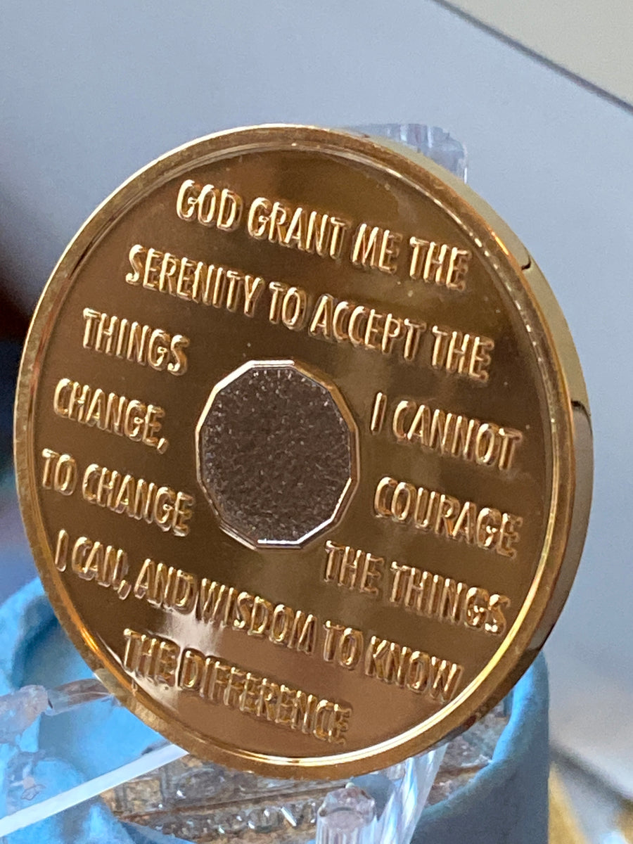 2 Year AA Medallion Bi-Plate Gold Nickel Sobriety Chip – RecoveryChip