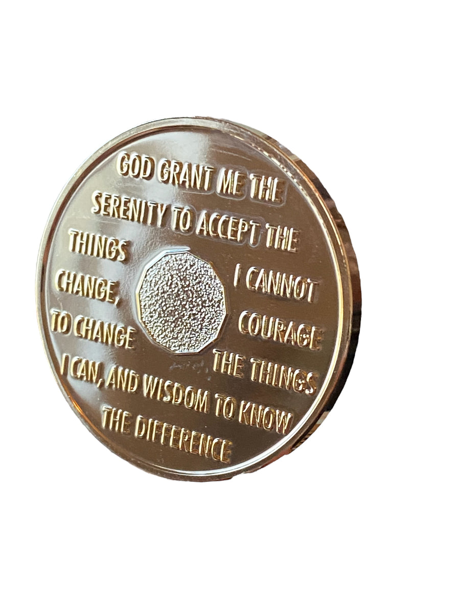 5 Year AA Medallion 22k Gold Plated Premium Sobriety Chip – RecoveryChip