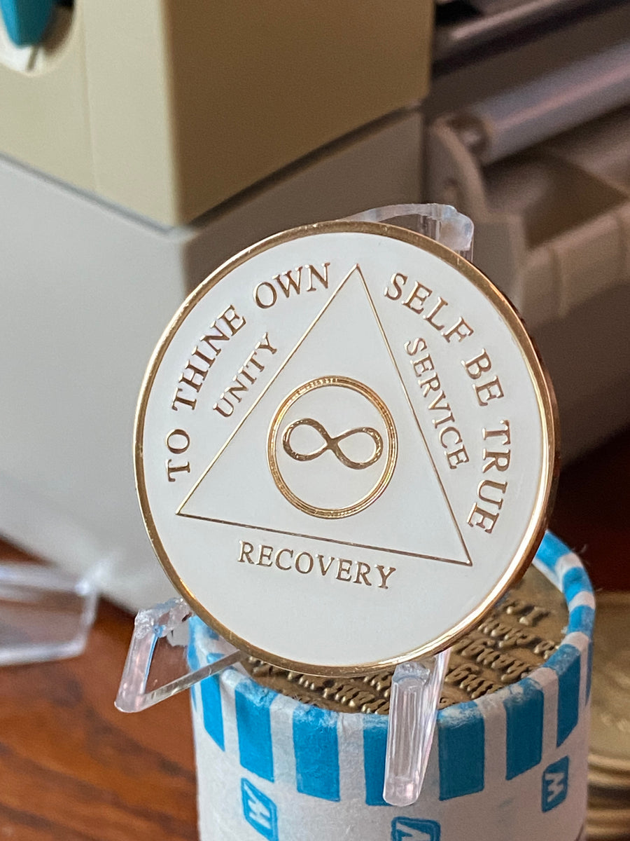 Infinity AA Medallion White Tri-Plate Eternity Sobriety Chip Serenity ...