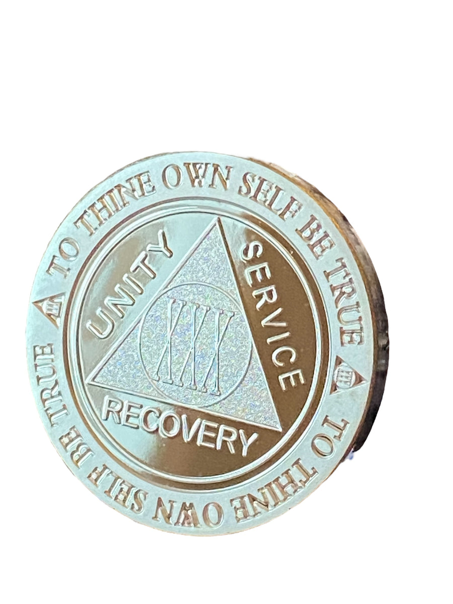 30 Year AA Medallion .999 Fine Silver 1 oz Sobriety Chip Serenity Pray ...
