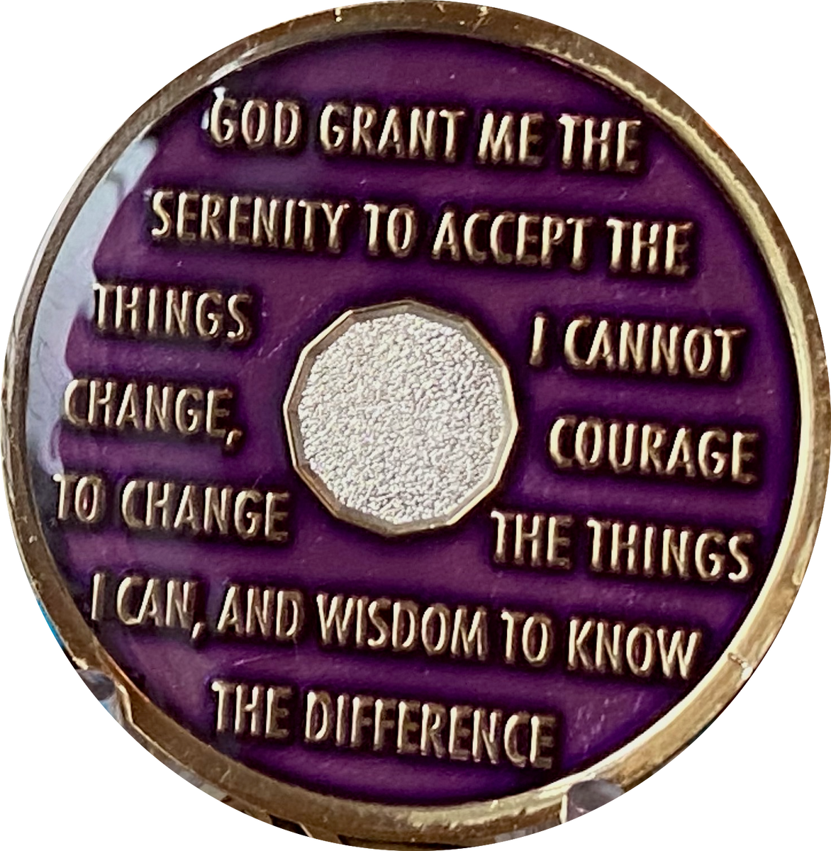 3 Year AA Medallion Metallic Purple Tri-Plate Sobriety Chip – RecoveryChip