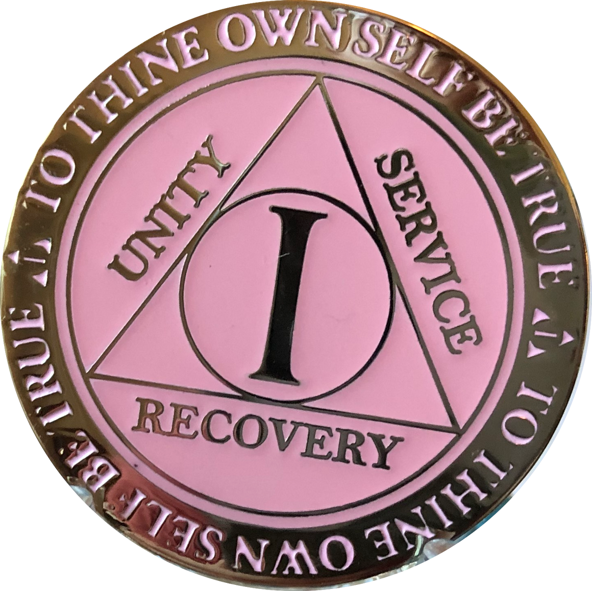 Pink Color AA Medallions Gold or Silver Plated Sobriety Chips ...