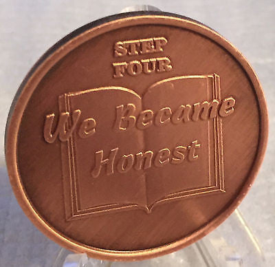 Step 4 Copper Twelve Step Medallion AA NA Recovery 12 Steps Serenity P ...