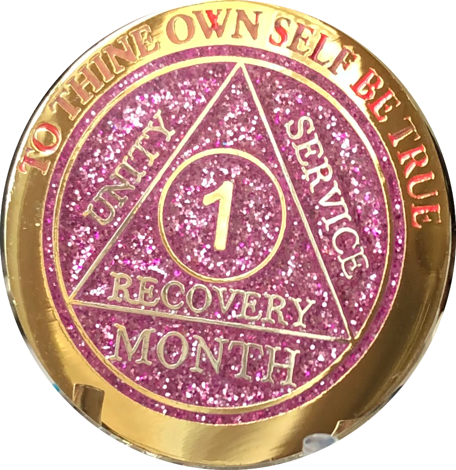 Pink Color AA Medallions Gold or Silver Plated Sobriety Chips ...