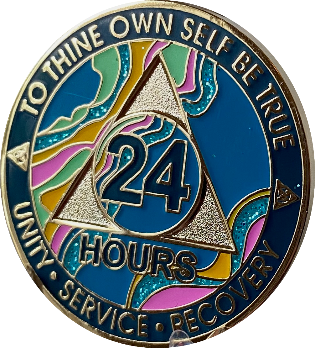 24 Hours AA Medallion Elegant Marble Tahiti Teal Blue Pink and Aqua Gl ...