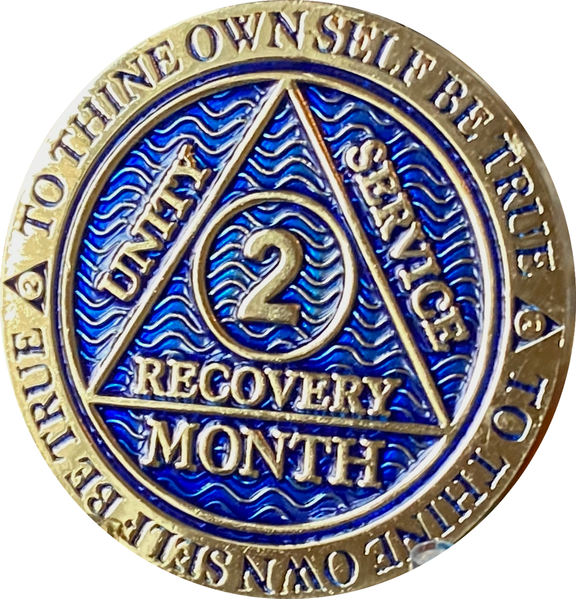 1 - 11 or 18 Month AA Medallion Reflex Dusty Blue Gold Plated Sobriety ...