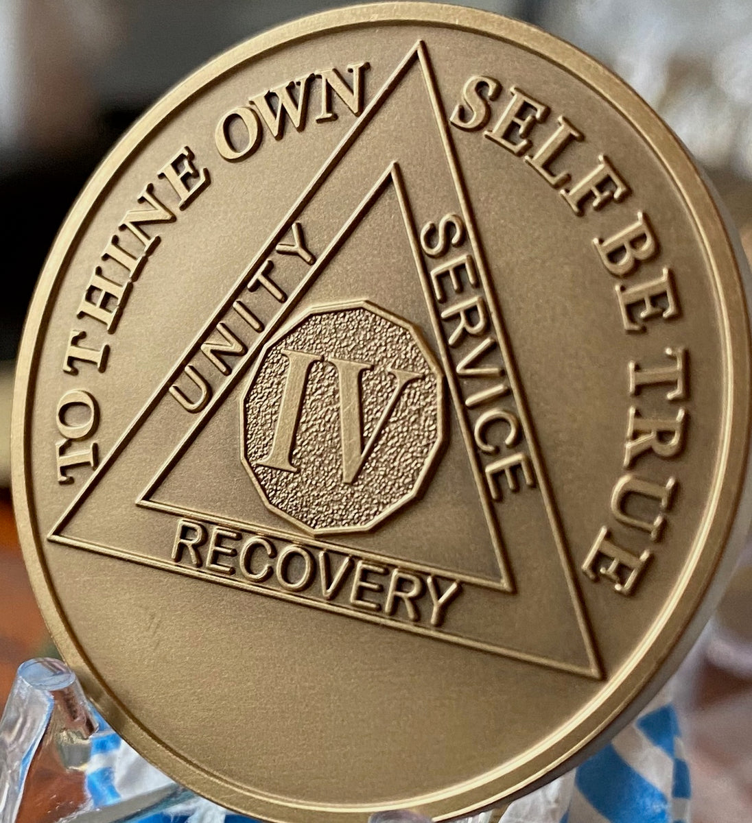 4 Year AA Medallion Large 1.5 Inch Heavy Premium Bronze Sobriety Chip ...
