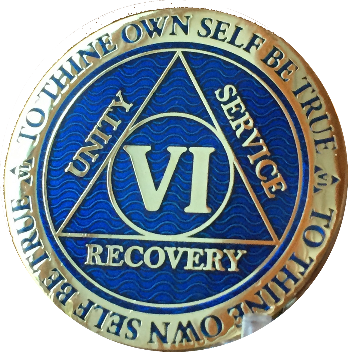 6 Year AA Medallion Reflex Blue Gold Plated RecoveryChip Design