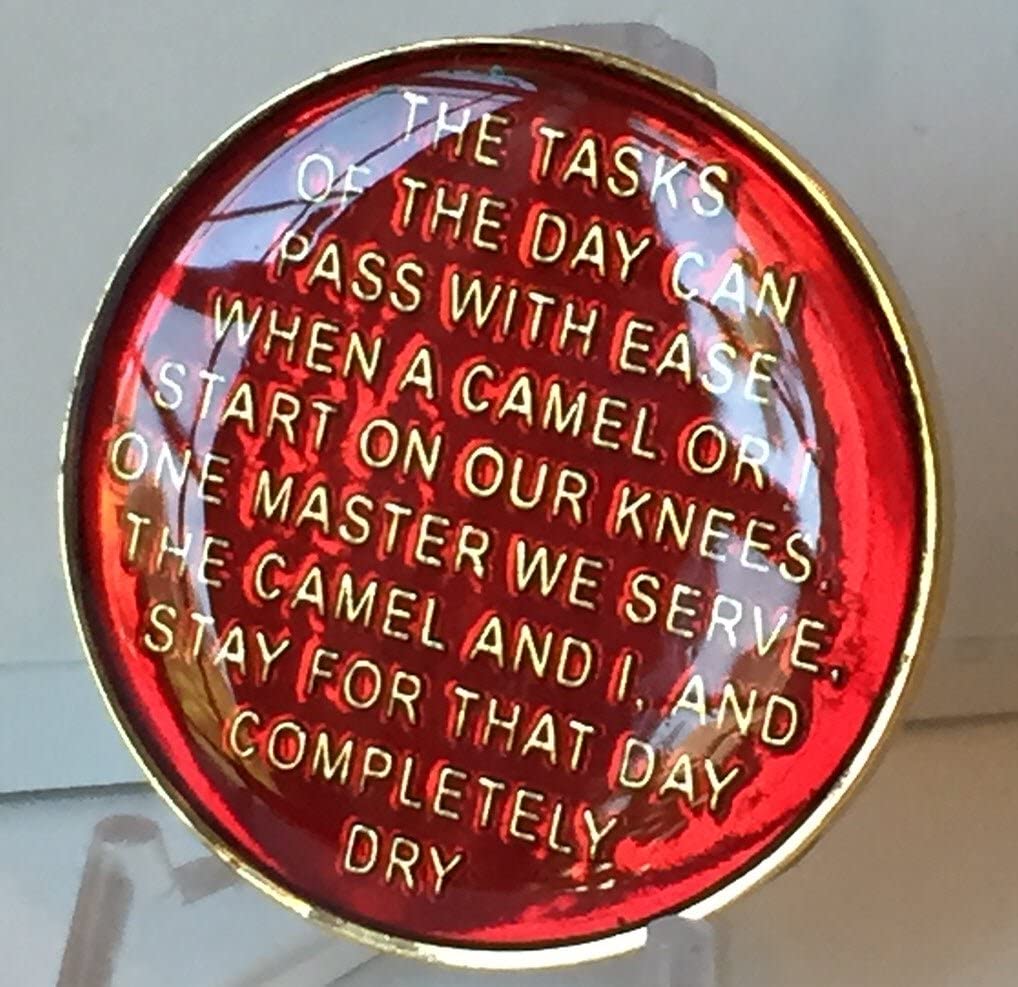 Camel AA Medallion Metallic Mandarin Red Color Tri-Plate Sobriety Chip ...