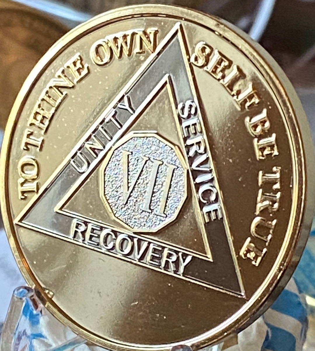 7 Year AA Medallion 1.5" Large Challenge Coin Premium 22k Gold Plated ...
