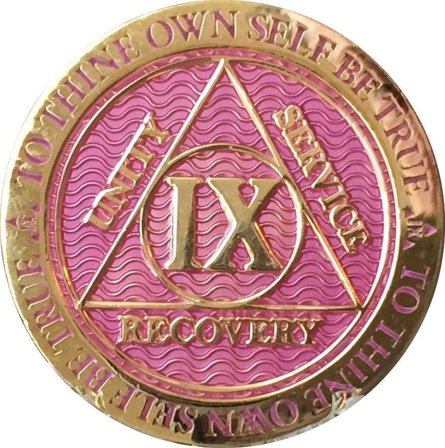 3 - 9 Year AA Medallion Reflex Lavender Pink Gold Plated RecoveryChip