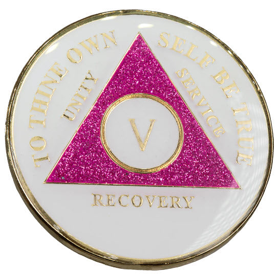 Pink Color AA Medallions Gold or Silver Plated Sobriety Chips ...