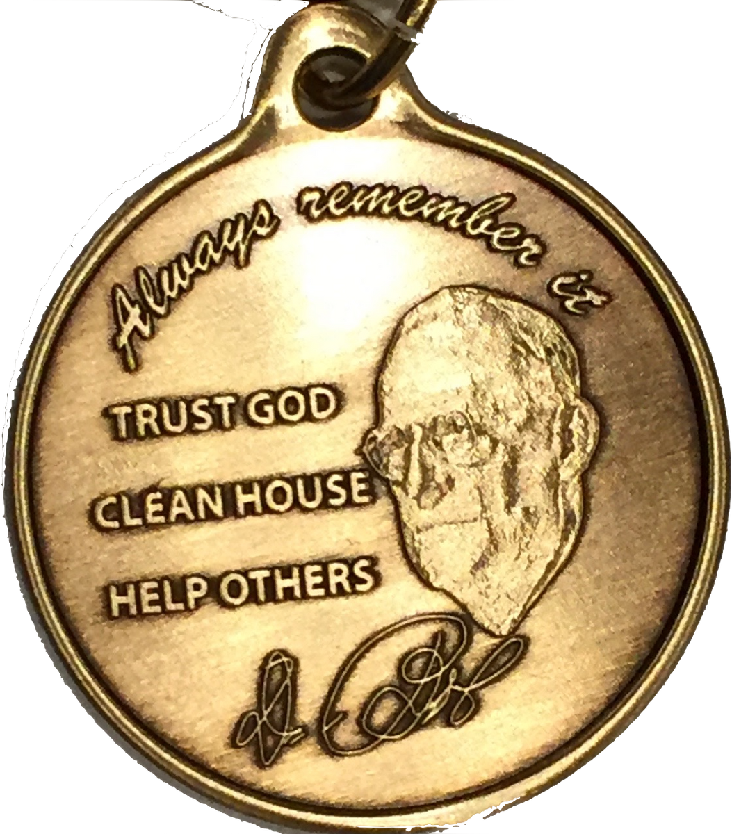 Dr Bob Rx Prescription Bronze AA Founders Keychain Always Remember It ...