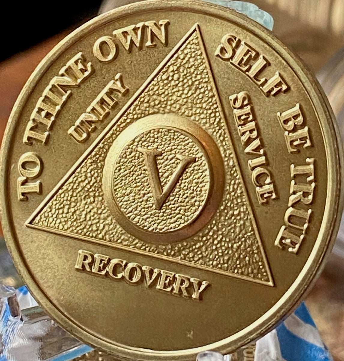 5 Year AA Medallion 24k Gold Plated Sobriety Chip – RecoveryChip
