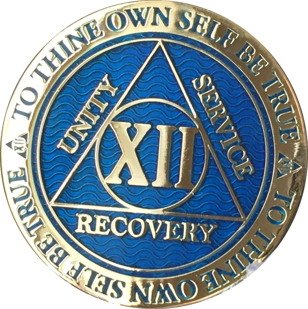 1 - 60 Year Reflex Blue AA Medallion Recoverychip Sobriety Chip ...