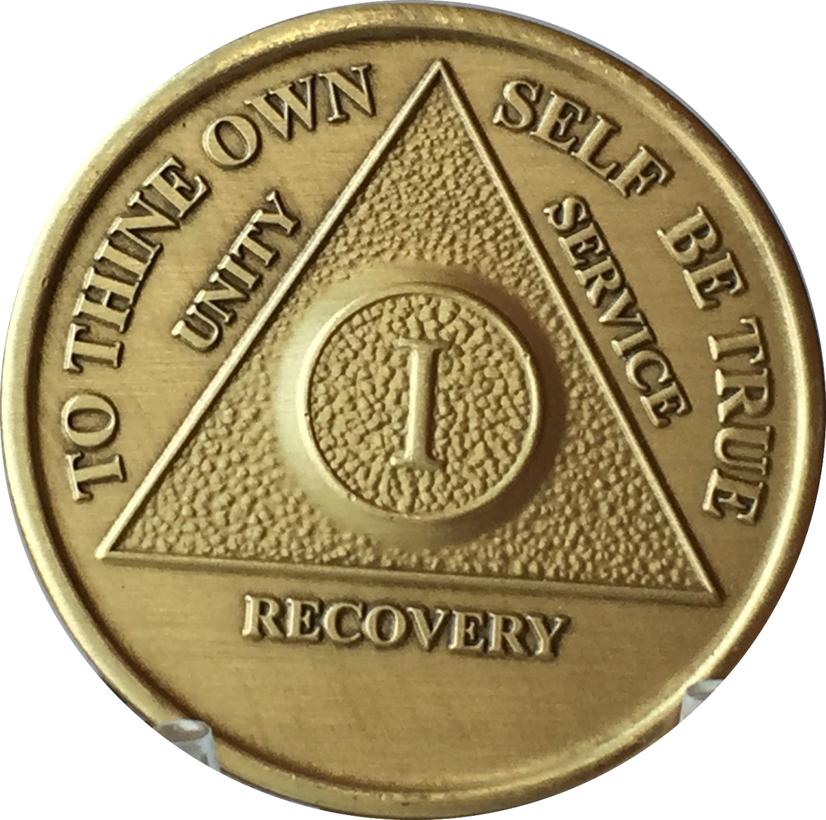 AA Medallion Year 1 - 65 Bronze Traditional Raised Center Sobriety Chi ...