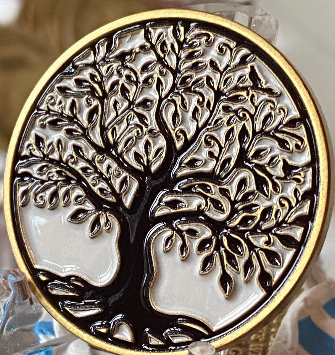 Sakura Cherry Tree Of Life White and Black On Bronze Spiritual Medalli ...