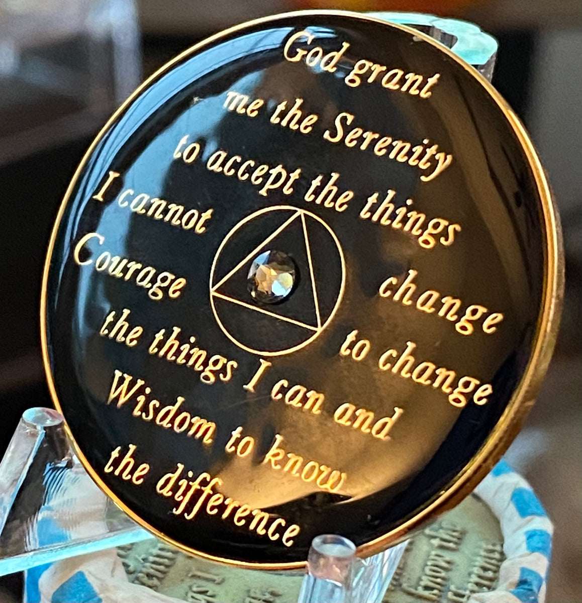 6 Year AA Medallion Black Transition Crystal Tri-plate Sobriety Chip ...