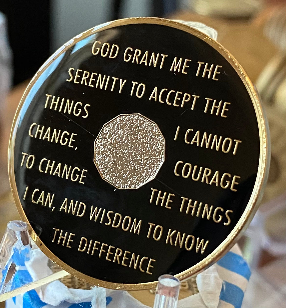 45 Year AA Medallion Black Tri-Plate Sobriety Chip – RecoveryChip