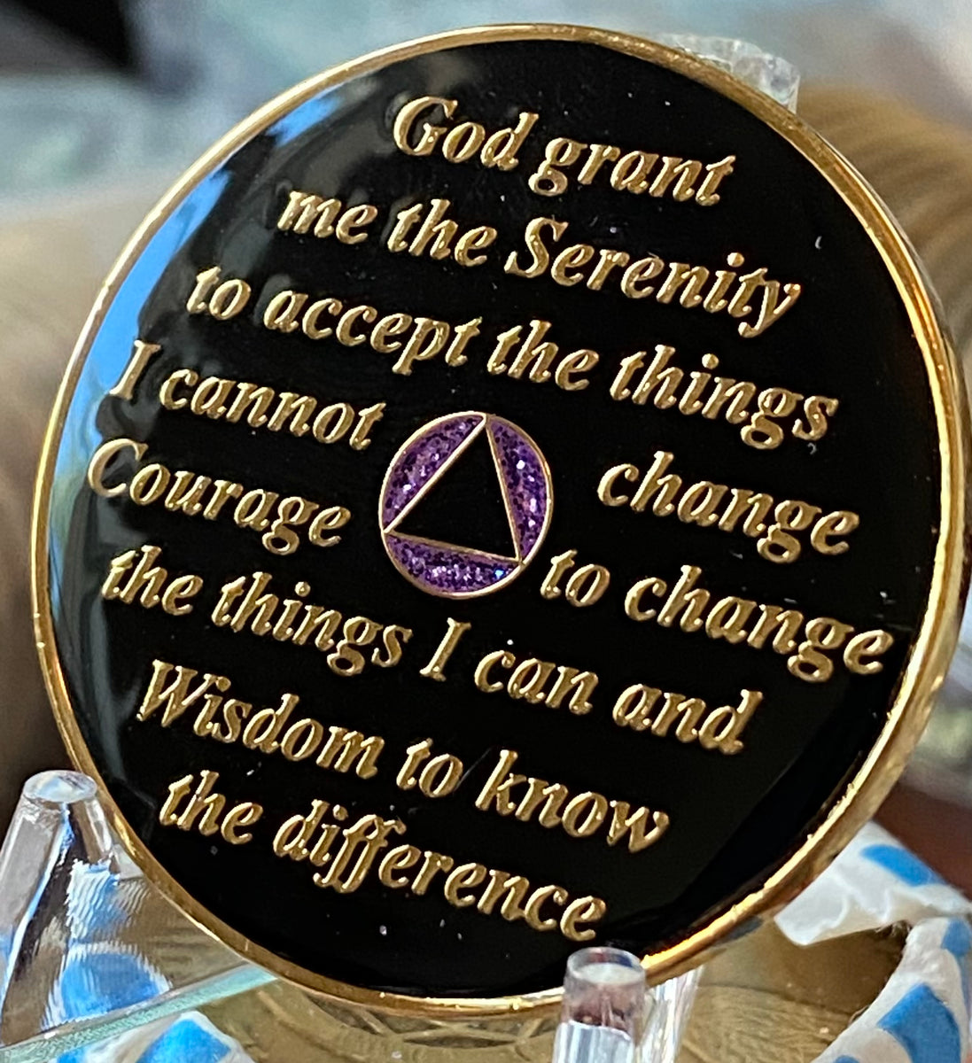 6 Year AA Medallion Purple Lavender Glitter Sobriety Chip – RecoveryChip