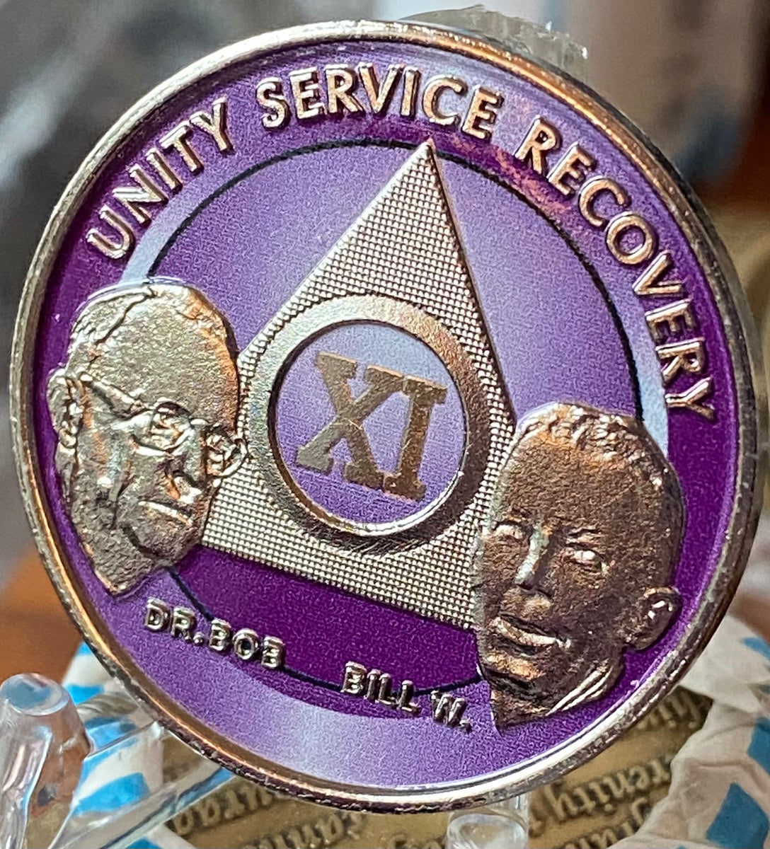 9 Year AA Founders Medallion Purple Nickel Plated Sobriety Chip ...